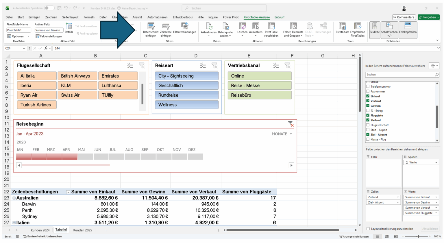 Datenschnitt und Zeitachse in Excel - cmt IT-Trainings GmbH